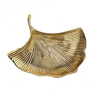 Golden Leaf Tray Ginkgo Leaf Decorative Gold Trinket Dish Jewelry Ring Holder Gold Leaf Jewelry Plate Dish Vanity Tray​