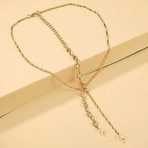 Missgrace Boho Gold Crystals Backdrop Necklace Shiny Alloy Sexy Choker Necklace for Women Chunky Short Necklace Jewelry for Women