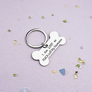 Personalized Dog Tags for Dog Mom Stocking Stuffer for Pet Funny Pet Dog Tag Keychain for Cats Dogs ID Tag Owner Personalized I'm Lost My New Puppy Engraved Bone ShapeTag for Dogs and Cats,