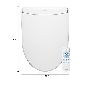 Brondell LS1800-RW Swash Electric Bidet Toilet Seat with Oscillating Stainless Steel Nozzle, Warm Air Dryer, Heated, Night Light, Gentle Close Lid, Thin Profile, Remote Control, Round