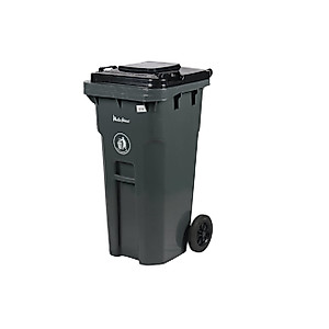 PLASTIC PRINCE 65 Gallon Rollout Trash Can with Lid, Commercial Heavy-Duty Container with Wheels, Gray