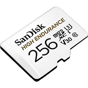 Garmin Dash Cam Tandem, Front and Rear Dual-Lens Dash Camera & SanDisk 256GB High Endurance Video microSDXC Card with Adapter for Dash Cam and Home Monitoring Systems