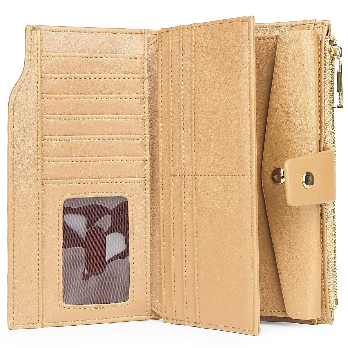 Uromee Wallet Women Vegan Leather Large Ladies Wristlet Purse Card Holder Organizer Clutch Zipper Pocket