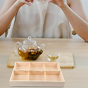 Tea Bag Holder Bamboo Tea & Food Storage Organizer Container Box 6 Compartment Tea Coffe Packet Box Wooden Sugar Bag Box for Tea Bags Coffee Snacks Sugar Sweeteners Small Packets