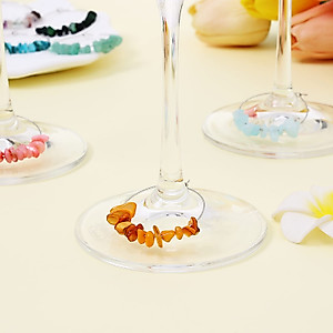Pride & par 24 Pcs Nature Gemstone Beads Wine Charms for Glasses,Wine Glass Markers,Drink Markers for Stem Glasses,Wine Glass Decoration for Weddings,Parties
