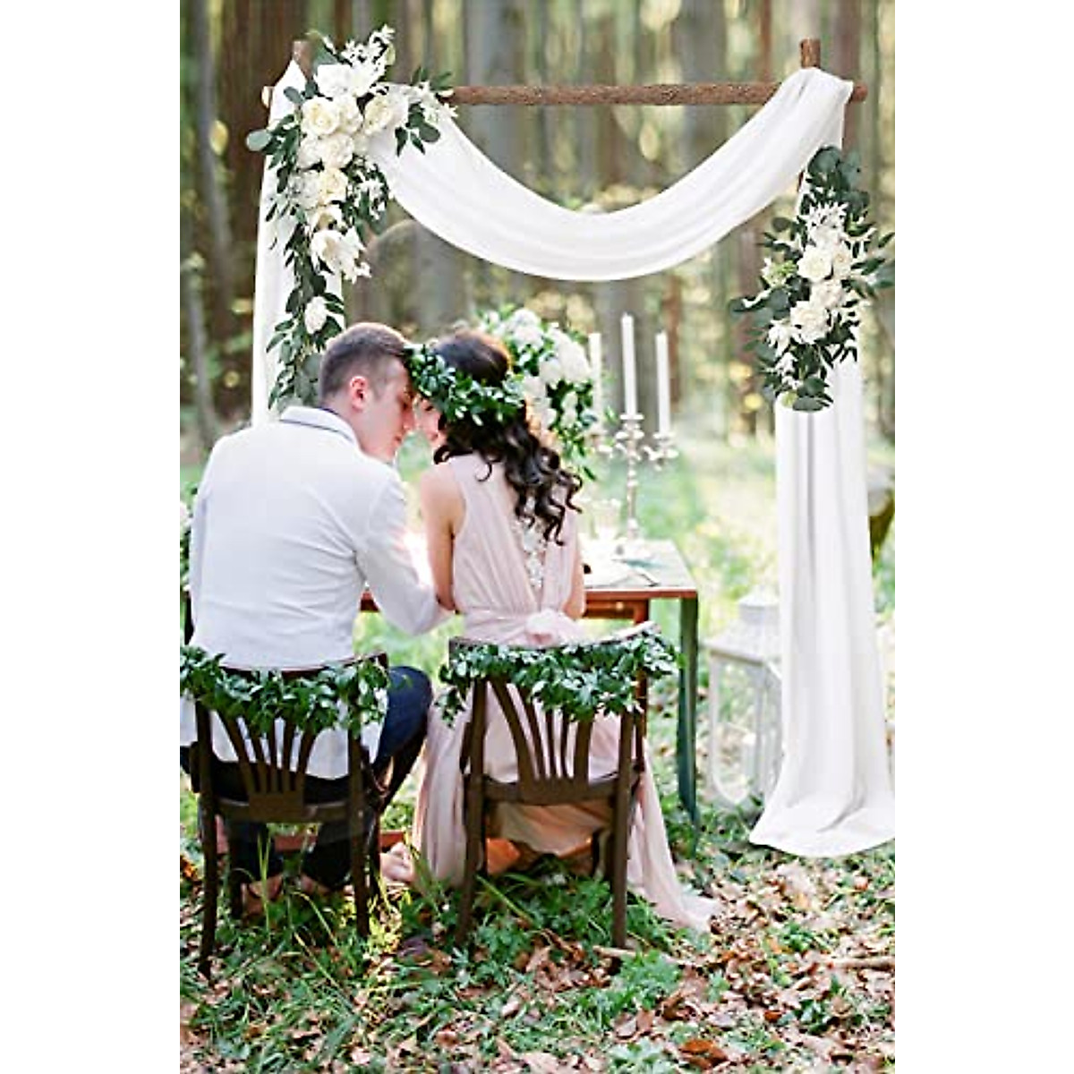 SOJOCK Artificial Wedding Arch Flowers Kit, 2 Pcs Floral Arrangement, 1 Pcs Fabric Drap, for Wedding Ceremony Bouquets and Reception Backdrop Decoration,DIY Garden Craft Art Decoration