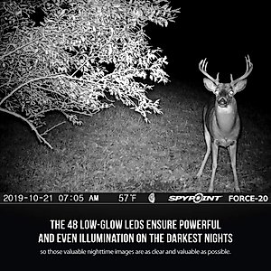 SPYPOINT FORCE-20 Trail Camera 20MP HD Video w/ 48x High Power LEDs & Infrared Boost Tech for GREAT NIGHT IMAGE, 80' Flash Range, Low Glow Backlit Setup LCD Screen