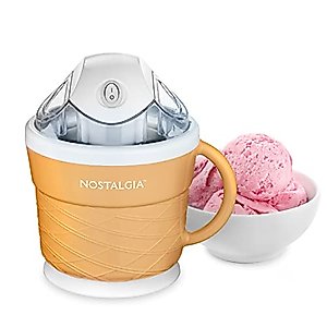 Nostalgia Electric Ice Cream Maker - Old Fashioned Soft Serve Ice Cream Machine Makes Frozen Yogurt or Gelato in Minutes - Fun Kitchen Appliance - Modern Style - Tan - 1.5 Quart