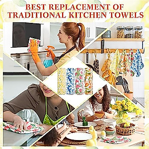 Maxdot 4 Rolls 48 pcs Reusable Paper Towels Roll Washable Cotton Flannel kitchen Towels Absorbent Paperless Cloth Towels with Cardboard Replacement Alternative Towel for Kitchen Cleaning Housekeeping