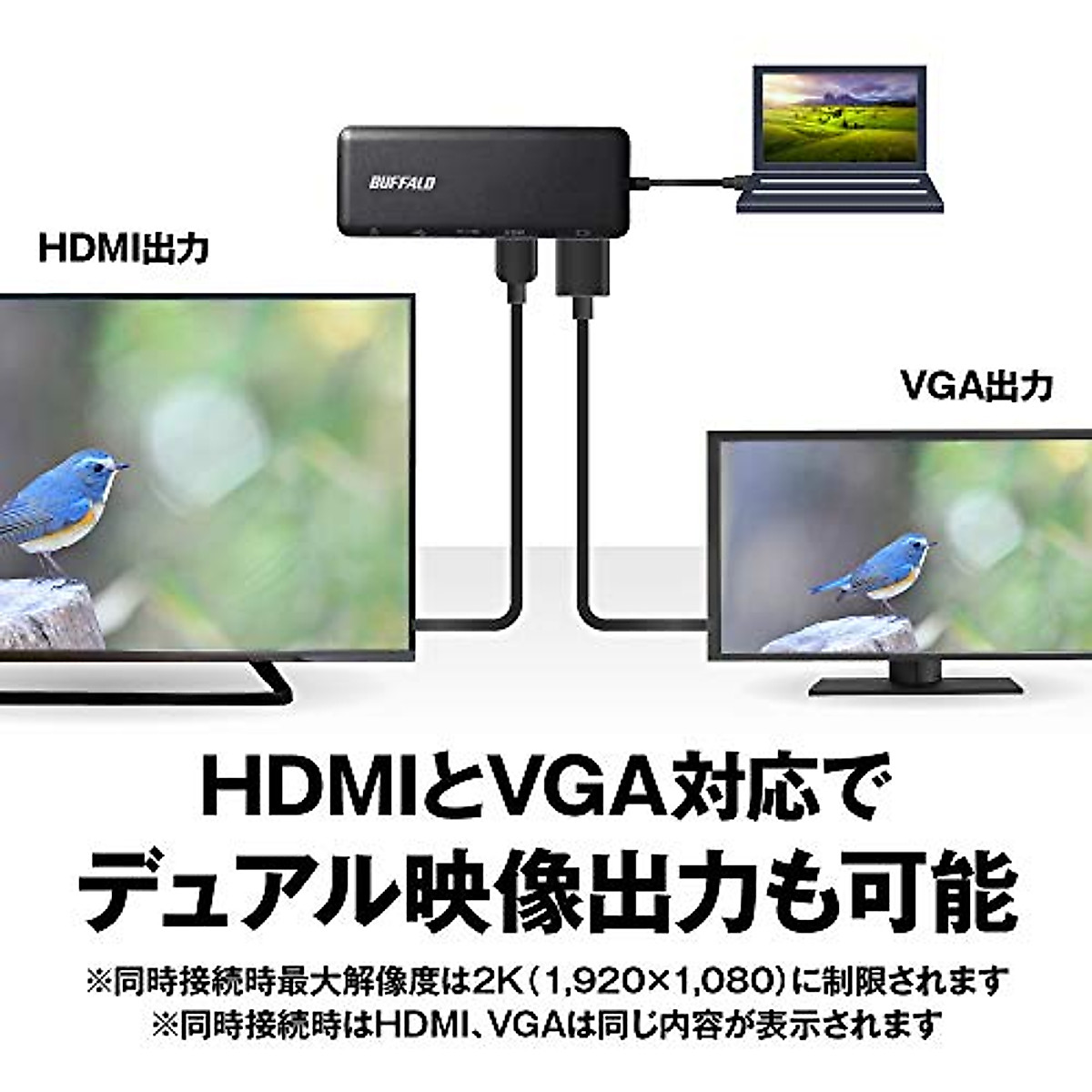 Buffalo LUD-U3-CGD/N USB Type-C Connection, 5-in-1 Docking Station, PowerDelivery, Wired LAN, HDMI, VGA, USB 3.2 (Gen 1) Compatible Port, MacBook/Surface Manufacturer Operation Confirmed