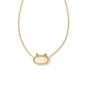 Kendra Scott Elisa Cat Pendant Necklace, Fashion Jewelry for Women, 14k Gold-Plated, Iridescent Drusy