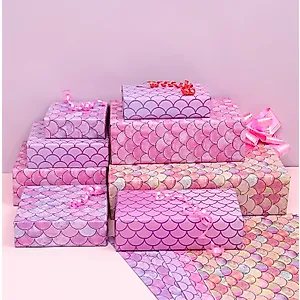 U'COVER Mermaid Birthday Gift Wrapping Paper for Girls Baby Shower Kids Women Pink wrapping Paper for Bridal Shower Mermaid Party Favors Wedding Anniversary Graduation Gift Wrap 10 Folded Sheet
