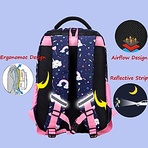 Unicorn Backpack for Girls School Backpack for Girls Water Resistant Unicorn Bookbag Girls Backpacks School Bag 3 Piece Set with Insulated Tote Lunch Bag and Pencil Case