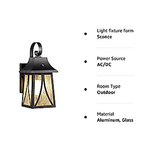 CLOUDY BAY 120V Outdoor Wall Lantern with Dusk to Dawn Photocell,Exterior Porch Light,House Wall Light,Includes LED Filament Bulb,Oil Rubbed Bronze