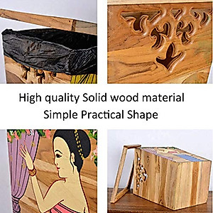 HASMI Garbage bin 1.6 Gallons Wood Waste Bin Decorative Trash Can Square Wastebasket Recycle Bin for Living Room Bedroom Office Trash Can Trash Can