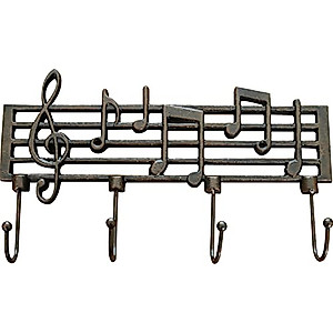 BETYMAO Cast Iron Coat Wall Hooks Wrought Iron Coat Rack with Hooks Vintage Metal Music Notes Coat Hanger Heavy Cast Iron Wall Hooks for Coat Towel Key Hat Garden Tools Indoor Outdoor Courtyard Decor