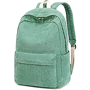 School Backpack for Teens Large Corduroy Bookbag Lightweight 17 inch Laptop Bag for Girls Women Casual High School College Work (Green, 17 inch)