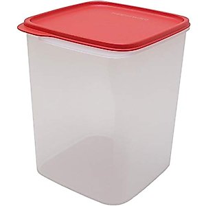 Tupperware Square Smart Saver Container, 5.4 litres White Transparent Red Lid