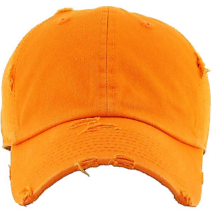 KBETHOS KBE-VINTAGE ORG Vintage Washed Cotton Baseball Cap, Orange