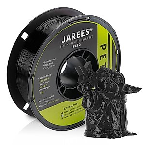 JAREES Petg Filament 1.75,Toughness Enhanced Petg Vacuum Sealed,Adhere Well 1kg Spool 3D Printer Filament,Dimensional Accuracy 1.75mm ±0.02mm,Black