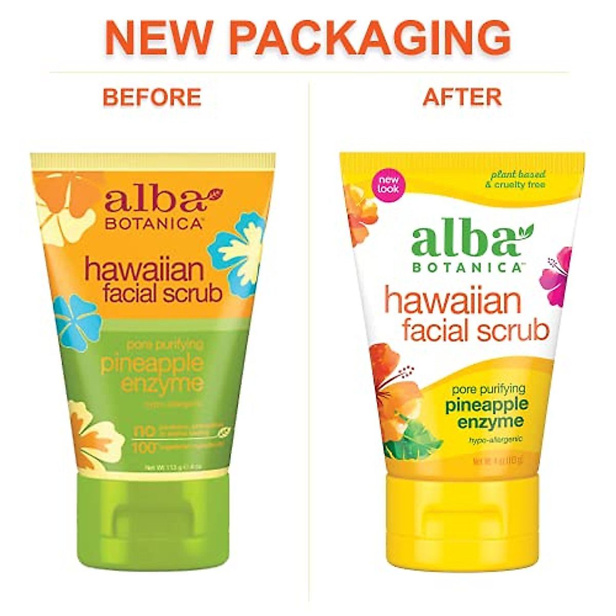 Alba Botanica Hawaiian Facial Scrub, Pore Purifying Pineapple Enzyme, 4 Oz