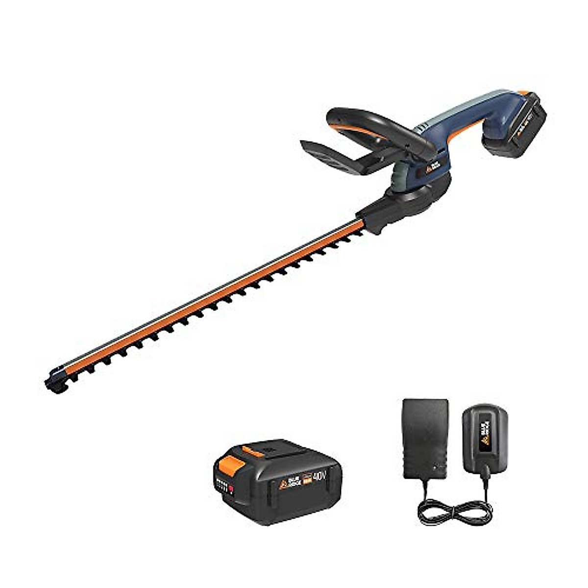 BLUE RIDGE BR8260U Cordless Hedge Trimmer, with Battery and Charger,40V 2.0Ah 24 Inch Blade Length, 3/4-Inch Cutting Thickness, Dual Action Laser Blade