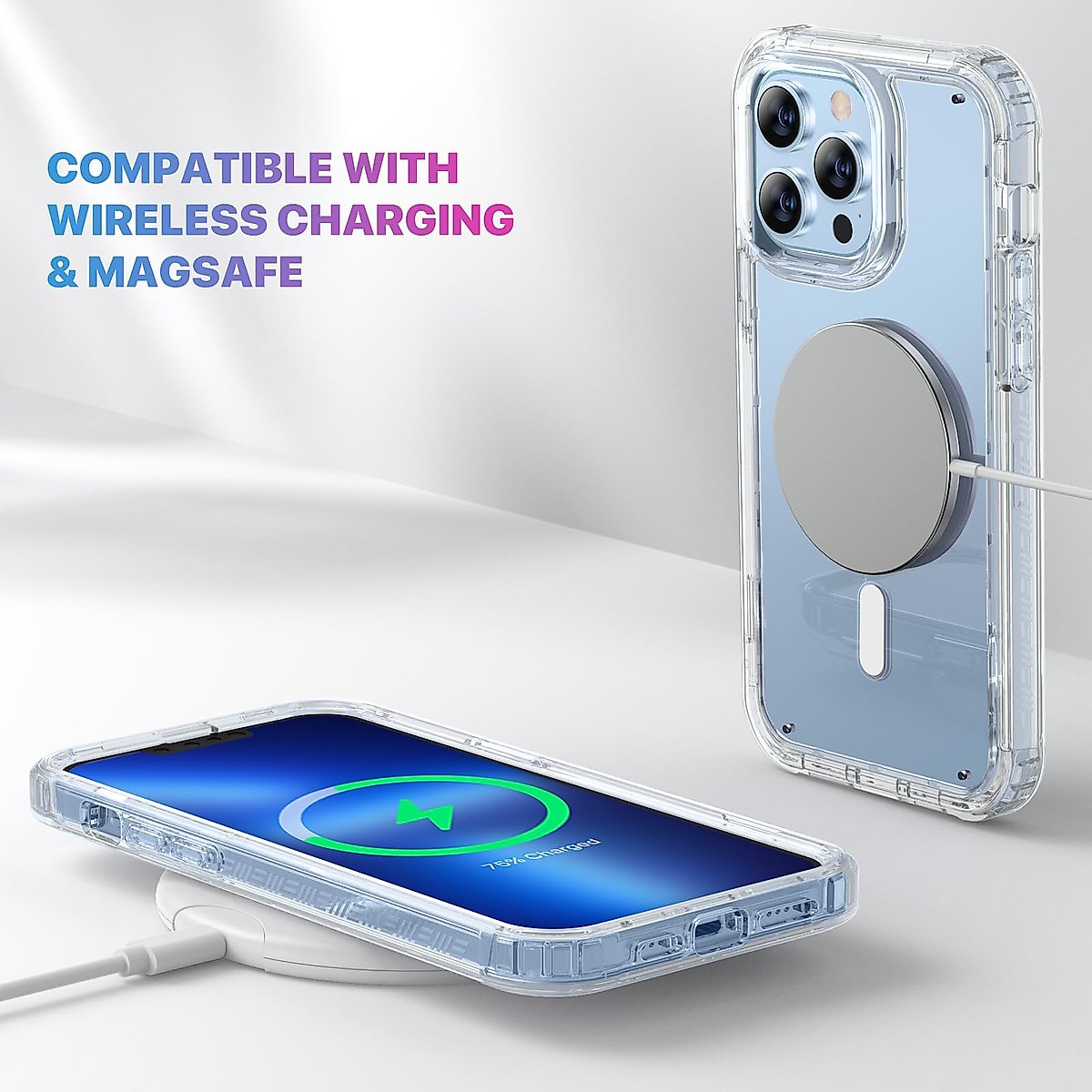 Diaclara Magnetic Designed for iPhone 13 Pro Max Case [2023 New] Compatible with MagSafe, Built-in Touch Sensitive Anti-Scratch Screen Protector, Phone Case for iPhone 13 Pro Max 6.7" (Clear)