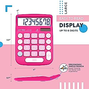 CATIGA CD-8185 Office and Home Style Calculator - 8-Digit LCD Display - Suitable for Desk and On The Move use. (Pink)