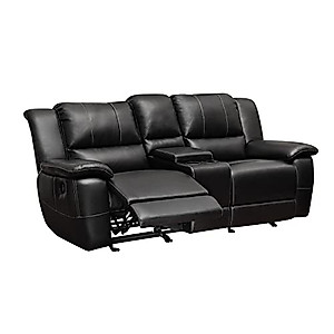 Lee Double Reclining Gliding Loveseat with Console Black 601062