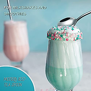 Hiware 8-Piece 9-Inch Long Handle Iced Tea Spoon, Coffee Spoon, Ice Cream Spoon, Stainless Steel Cocktail Stirring Spoons