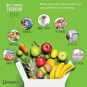 Simple's Plastic Bags with Handles For Small Business,(80 Count) Very Strong Shopping Bags, Grocery bags, plastic t-shirts bag, to go bags, Bag Dispenser Roll - Measures 12"x7"x22", 1.2 Mil Thickness