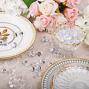 OUTUXED 300pcs 0.8"(20mm) Clear Diamonds Crystals Acrylic Gems Wedding Table Scattering Gemstones Christmas Party Decorations Bridal Shower Vase Fillers, 1.5 LB, with 1 Large Velvet Pouch