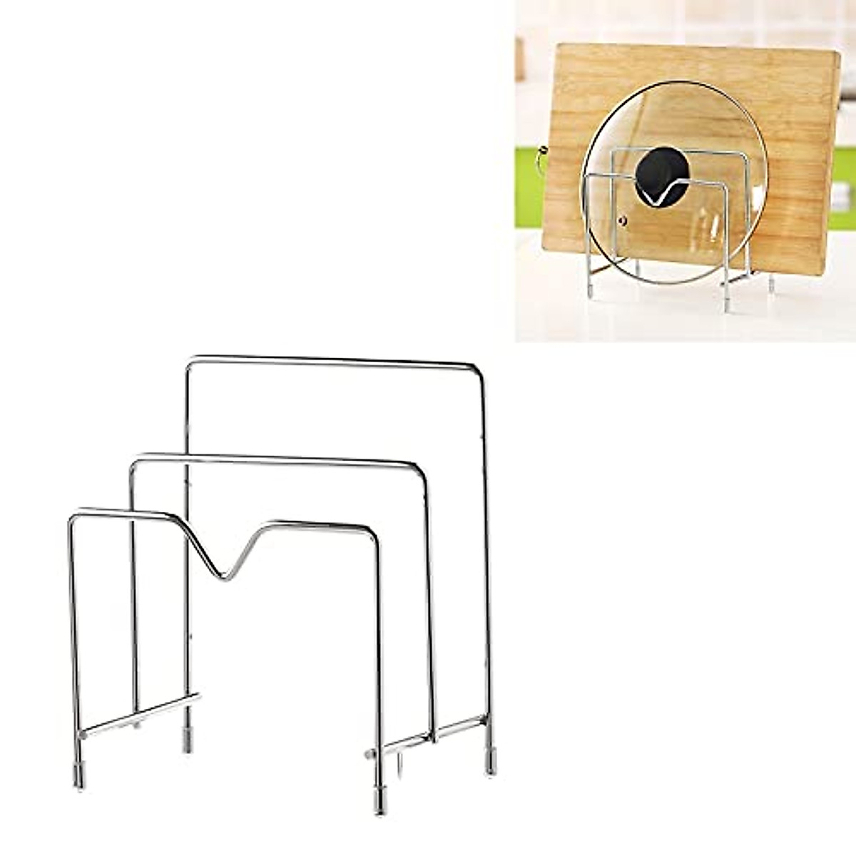 DOUBA Multifunctional Stainless Steel Bakeware Rack Pot Lid Rack Holder Organizer Cutting Board Rack Pantry Rack - 3 Layers