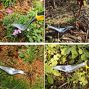 Weed Puller Tool Hand Weeder - Weeding Tools for Garden Weed Removal Tools Hand Manual Bend-Proof Tools for Garden Dandelion Removal Tool Grandpas Weeder (2 Pieces Yellow)