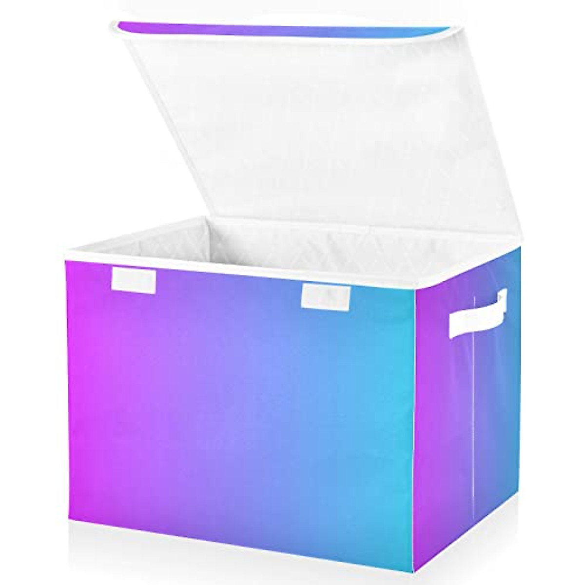 innewgogo Blue Purple Gradient Storage Bins with Lids for Organizing Foldable Storage Box With Lid with Handles Oxford Cloth Storage Cube Box for Study Room