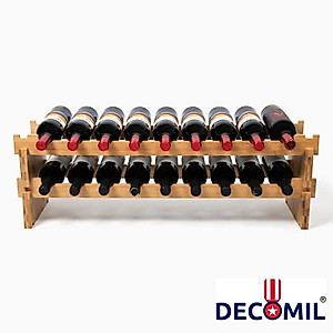 DECOMIL - 18 Bottle Wine Rack | Wine Rack Stand | Modular and Stackable | Wine Bottle Organizer for Countertop (9 Bottle)