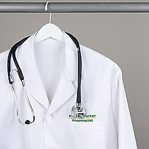 Personalized Embroidered Lab Coat for Women & Men - 12 Thread Colors, 7 Sizes - 3 Pockets & Long Sleeve - Women, Medium, White