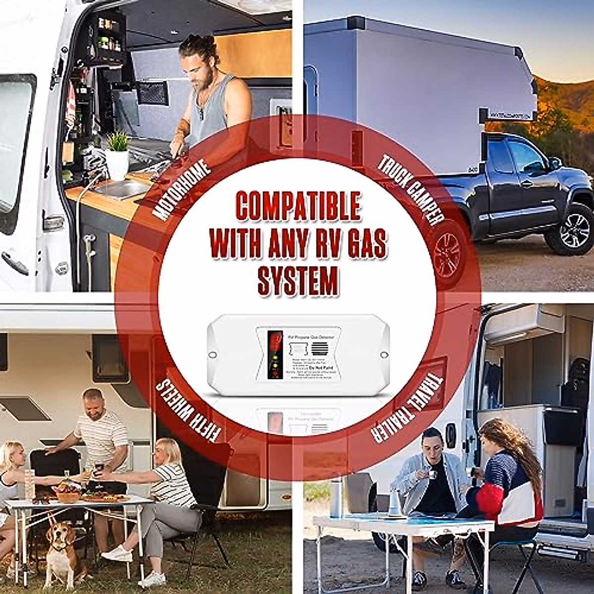 RV Propane Gas Detector, Aprvtio ALD-20 Digital RV Propane/LPG Gas Alarm 12V, 85dB Alarm, for Trailer, Motorhome,Motor Coach, Truck Camper, Equipped with 3 Brackets,Easy to Install,White