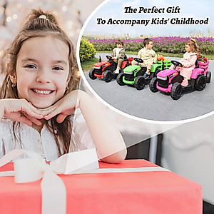 TOBBI Kids Electric Ride On Toy Tractor, 12v Battery-Powered 4 Wheels Ride On Car with Trailer for Toddlers 3-6 Years-Black