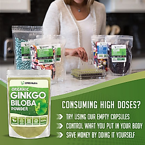 XPRS Nutra Organic Ginkgo Biloba Powder - Gingko Biloba Supplements for Cognition - Vegan Friendly Ginkoba Biloba Organic - Immunity Boosting Ginkgo Biloba Powder (8 oz)