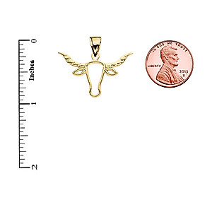 10k Yellow Gold Open Work Texas Longhorn Bull Pendant