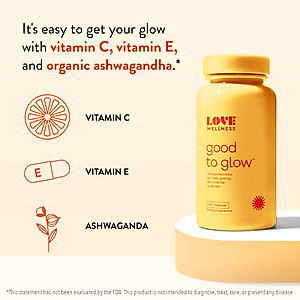 Love Wellness Good to Glow Collagen Supplement | Skin Care with Biotin, Vitamin C, E, & Zinc | Promotes Smooth, Glowing & Clear Skin | Enhances Smoothness, Reduces Wrinkles & Fine Lines | 60 Capsules
