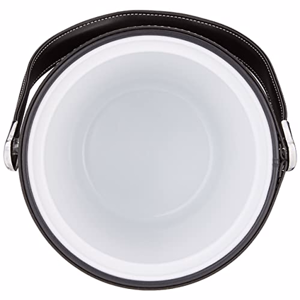 Kraftware Ice Bucket with Stitched Handle, Fabric Lid and Chrome Astro Ball Knob, Black - 3 Quart