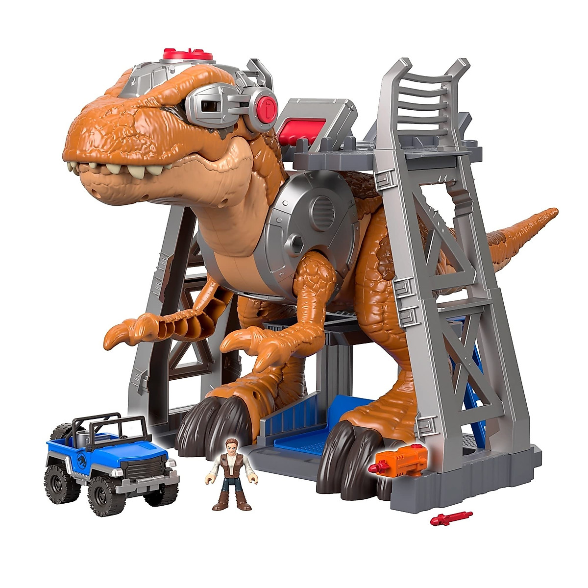Fisher-Price Imaginext Jurassic World Dinosaur Toy, T. rex with Lights & Owen Grady Figure, Preschool Kids Ages 3+ Years (Amazon Exclusive)