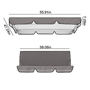 Outdoor Patio Swing Canopy Replacement Only- Waterproof Canopy Swing Top Cover-Garden Porch Swings Seat Replacement Awning Cover Hammock Outdoor Patio Swing with Canopy (Brown)