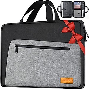 Laptop Case 15.6 Inch, Durable Shockproof Protective Laptop Sleeve, Water Resistant Computer Carrying Bag Briefcase Compatible with 15.6 inch HP, Dell, Acer, Asus, Lenovo, Notebook, Black/Grey