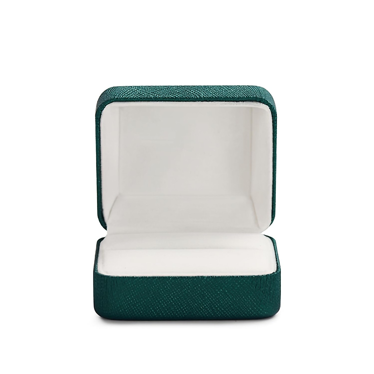 Woodten Green Round Corner PU Leather Proposal Ring Box Jewelry Ring Gift Box