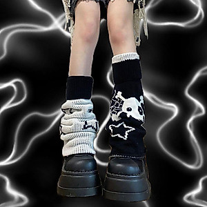 Y2k Leg Warmers for Women Two Side Wear Leg Warmers Girls Kawaii Knitted Leg Warmer Gothic Harajuku Cute Leg Warmer