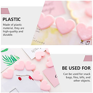 YARNOW 20pcs PlasticBag Clips Heart Shape Chip Bag Sealers Clamps Snack Coffee Potato Storage Sealing Slap Photo Picture Paper Holder for Kitchen Office, Pink, 3.2X2.5X1CM (TWGQRPH1017UYH103K0)