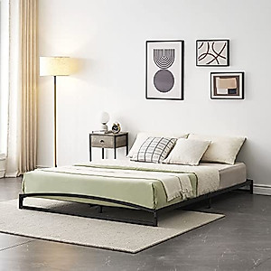 Amyove 6 Inch Metal Queen Size Platform Low Bed Frame with Metal Slat Support Mattress Foundation, No Box Spring Needed (Black 6inches, Queen)